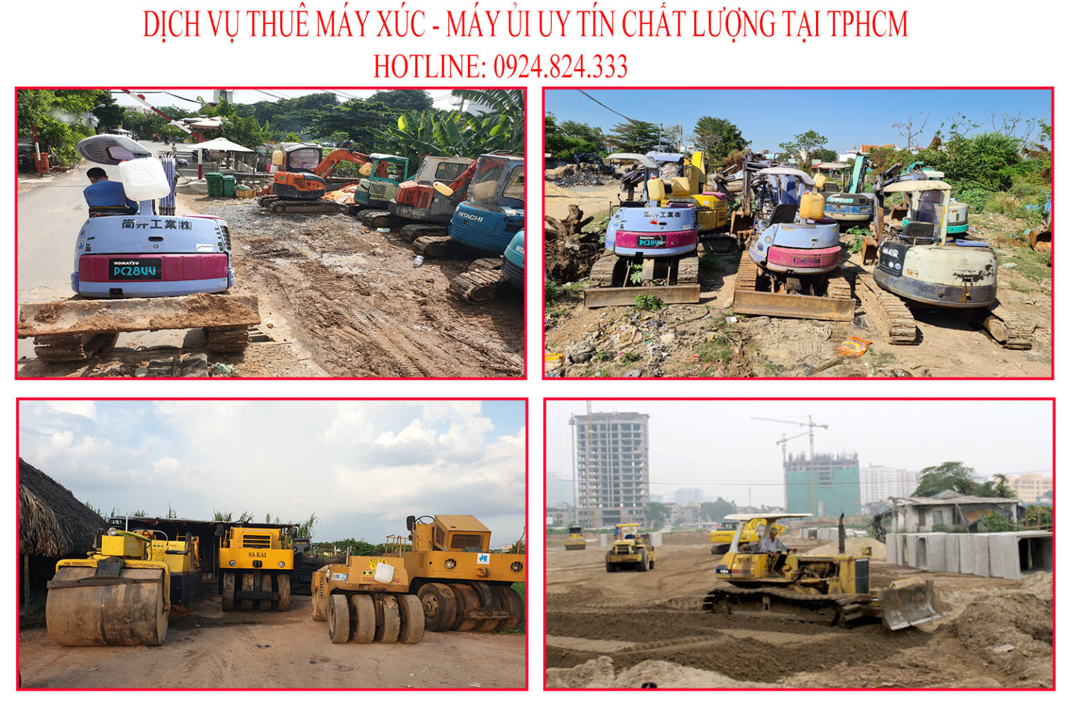 Cho Thuê Máy Xúc Quận Bình Thạnh Uy Tín | Thuê Xe Ủi, Xe Lu